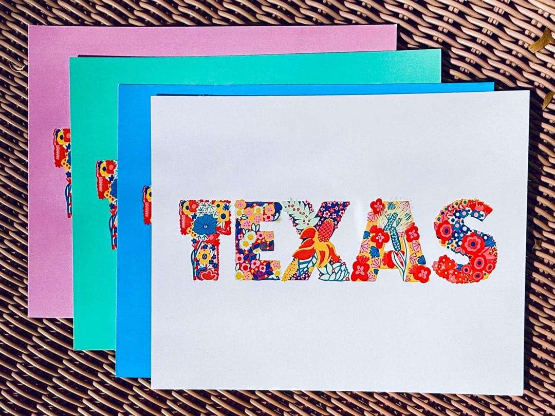 Illustrated Floral Texas Print on 8x10 Cardstock - Etsy