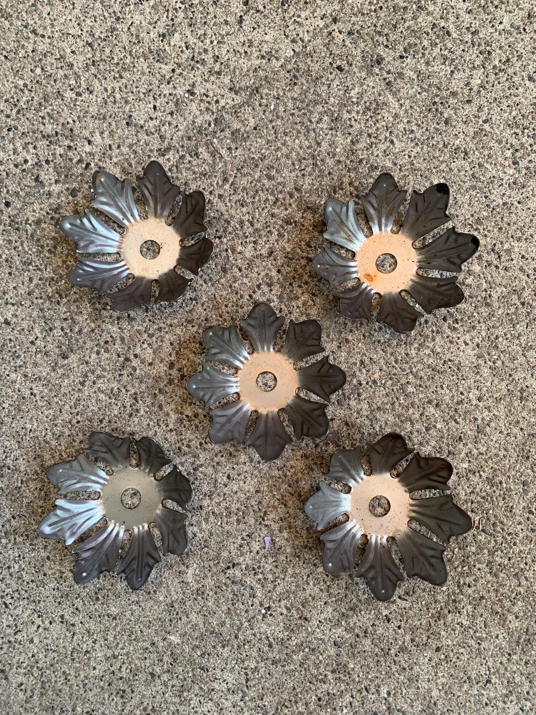 Raw Stamped Metal Lamp Flower Bobeche Set / 5 - Etsy