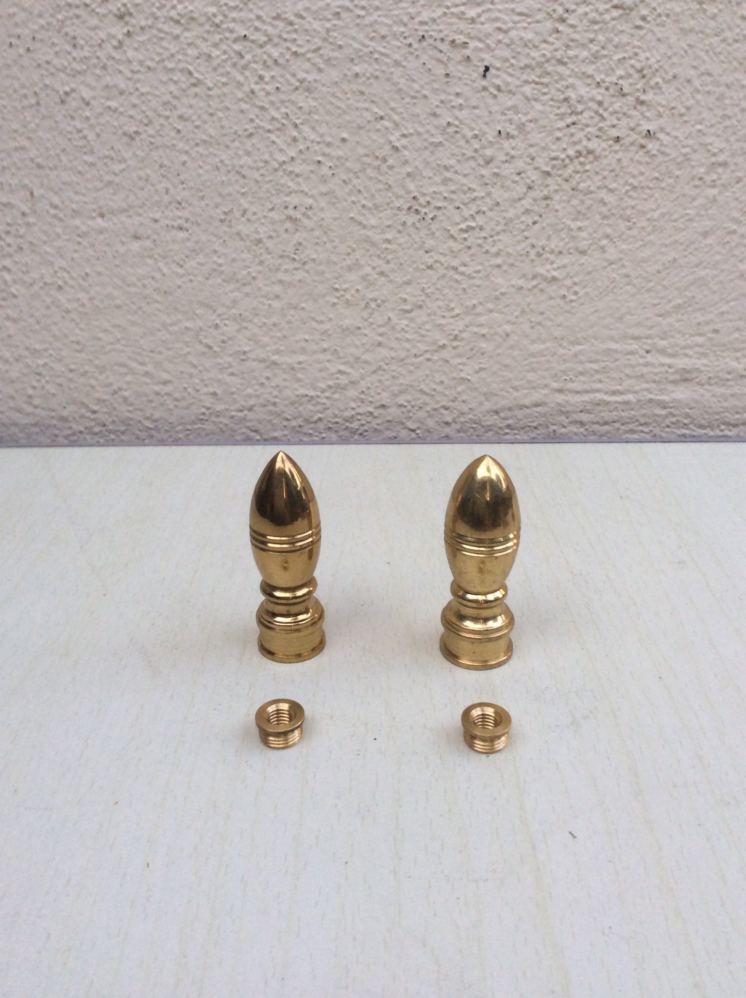 Vintage Solid Brass Lamp Finial Set/2 Used | Etsy