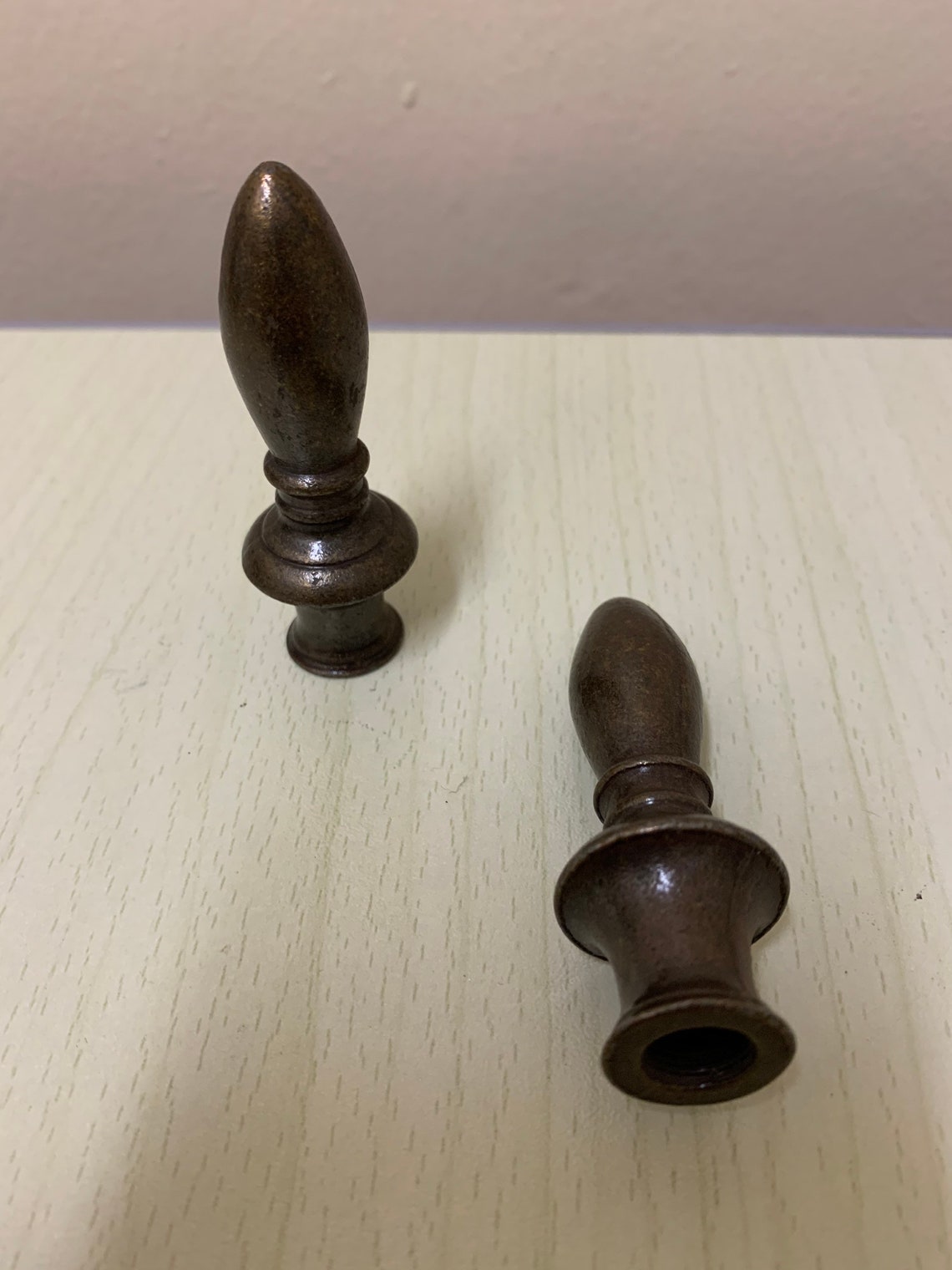 Vintage Lamp Finial Pot Metal Antique Brass Finish pair - Etsy