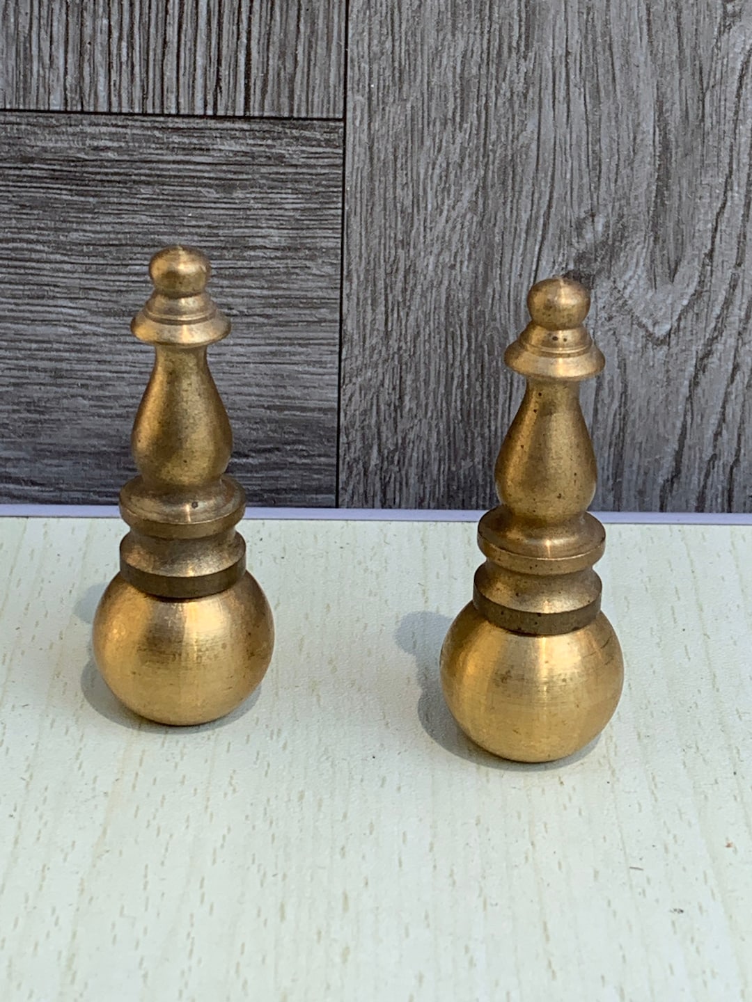 Vintage Solid Brass Lamp Finial Set /2 - Etsy