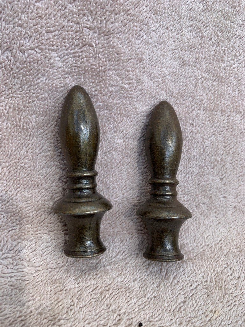 Vintage Lamp Finial Pot Metal Antique Brass Finish pair - Etsy