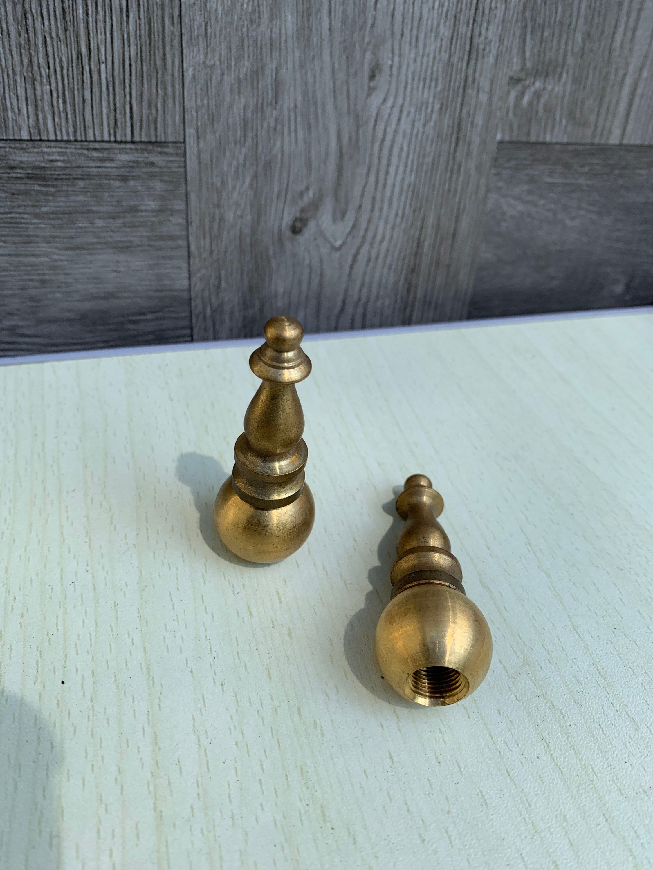 Vintage Solid Brass Lamp Finial Set /2 - Etsy