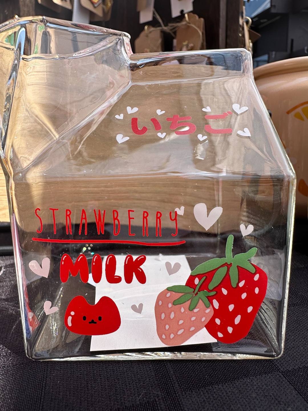 Kawaii Strawberry Milk Carton, Cute Gift, Custom Glass Vinyl Cup - Etsy