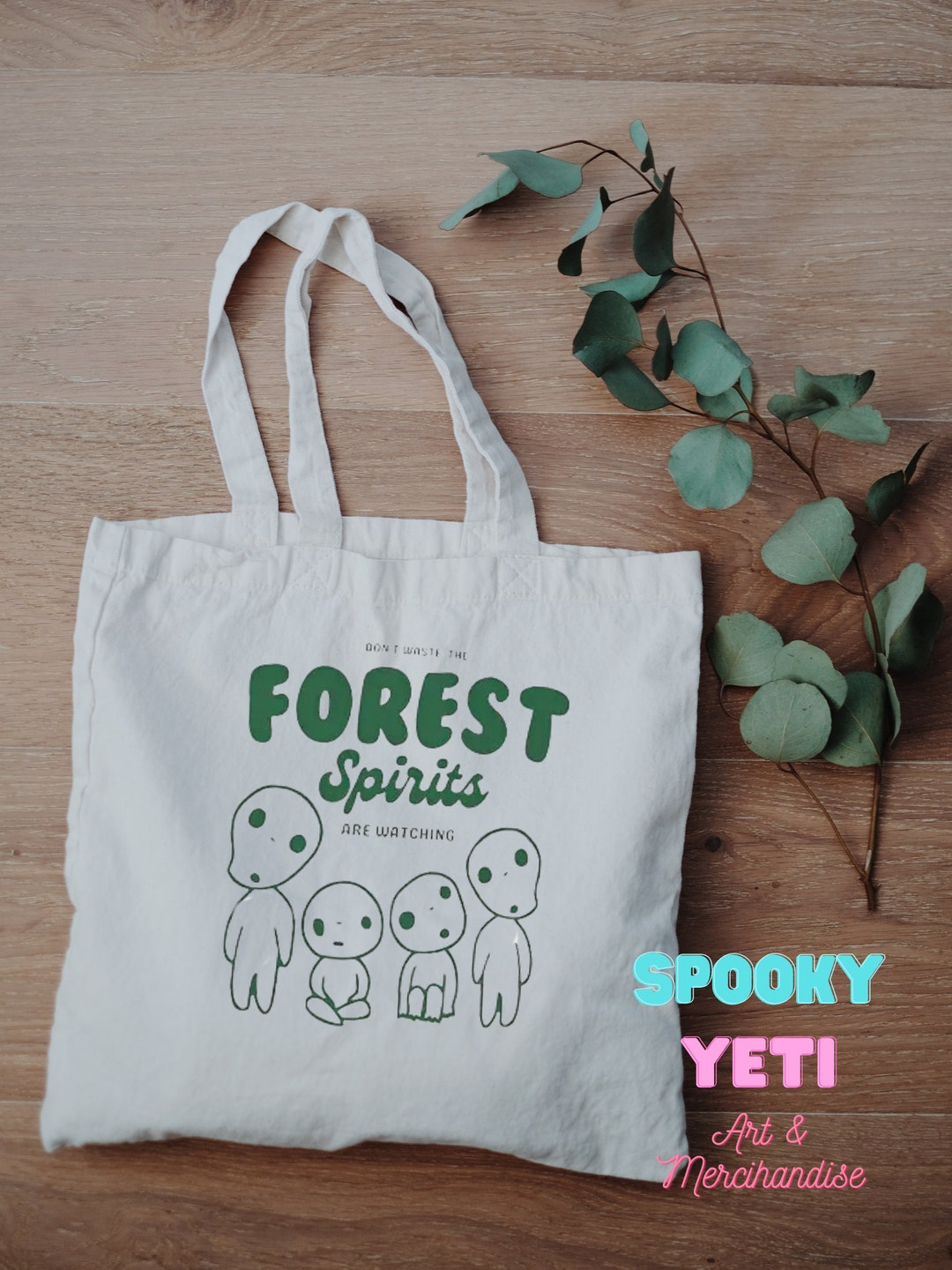 Kodama Forest Pattern Spirit Tote Reusable Shopping Bags - Etsy