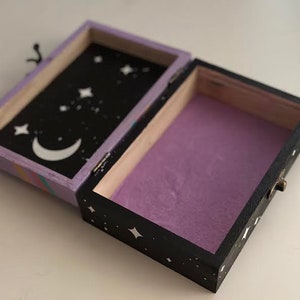 Moon & Stars Painted Gift Box, Keepsake Box, Hand Painted Wooden Box ...
