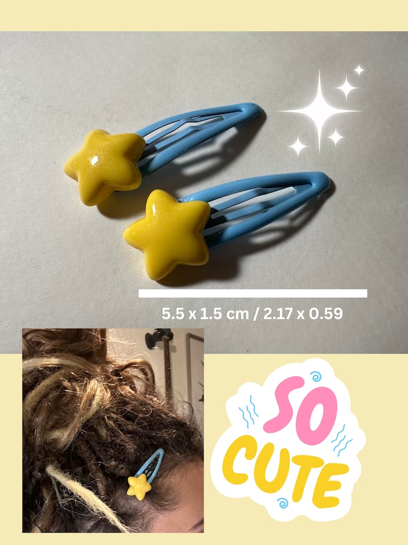 Yellow Star Hair Clip Cute Pentagram Dress up Hair Accessories - Etsy