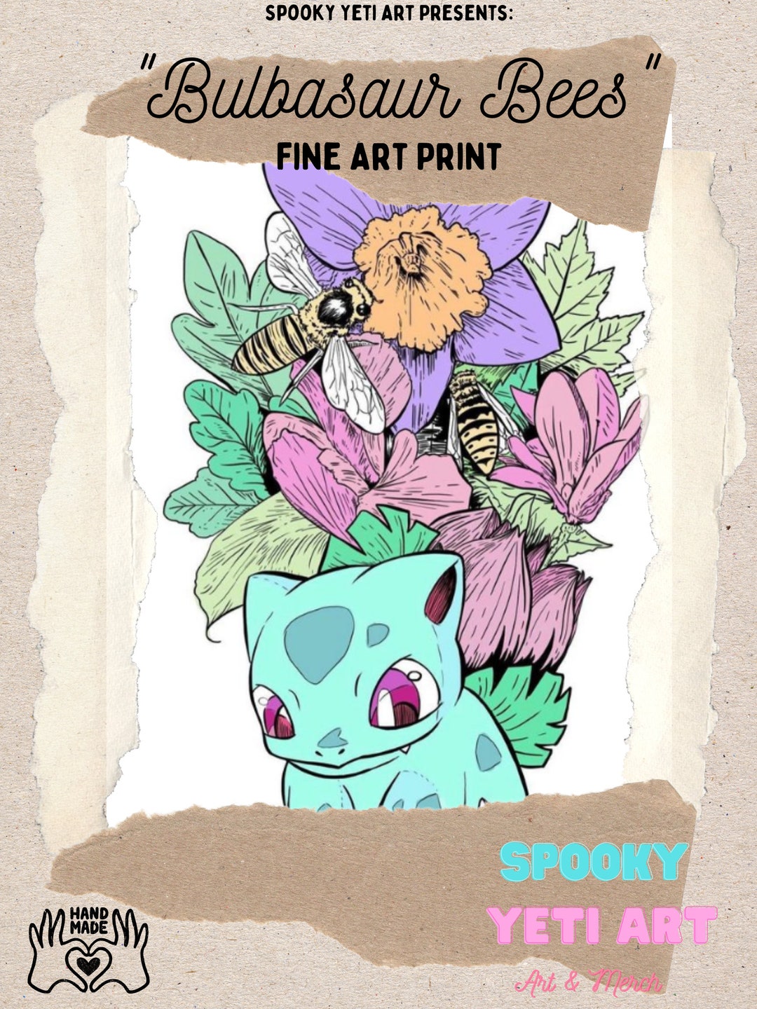 Bee Bulbasaur Pokemon Wall Art Digital Prints, Nursery Bedroom Art ...