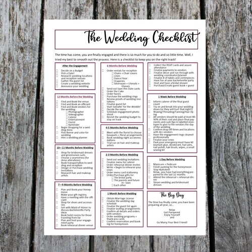 Wedding Plan Printable Checklist the Bride's Wedding Plan - Etsy