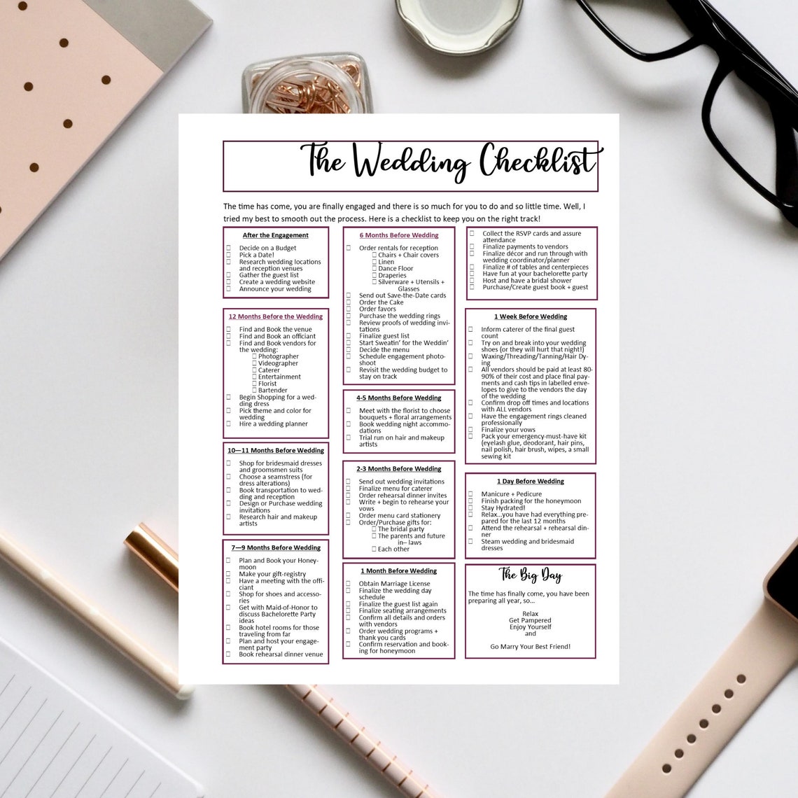 12-month Wedding Countdown Checklist, Wedding Plan Checklist, the Bride ... 12-month Wedding Countdown Checklist, Wedding Plan Checklist, the Bride ...