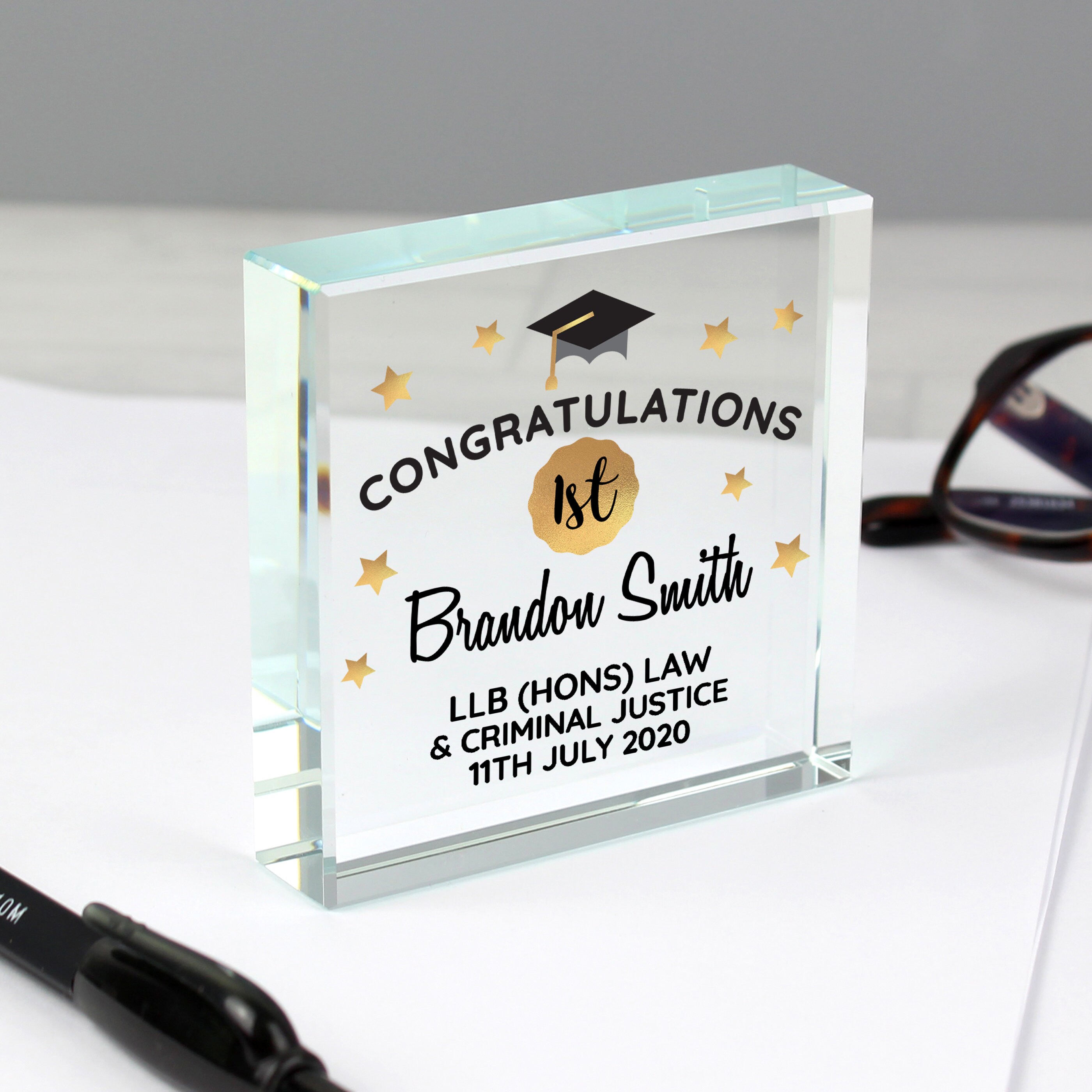 Personalised Congratulations Graduation Large Crystal Token in - Etsy