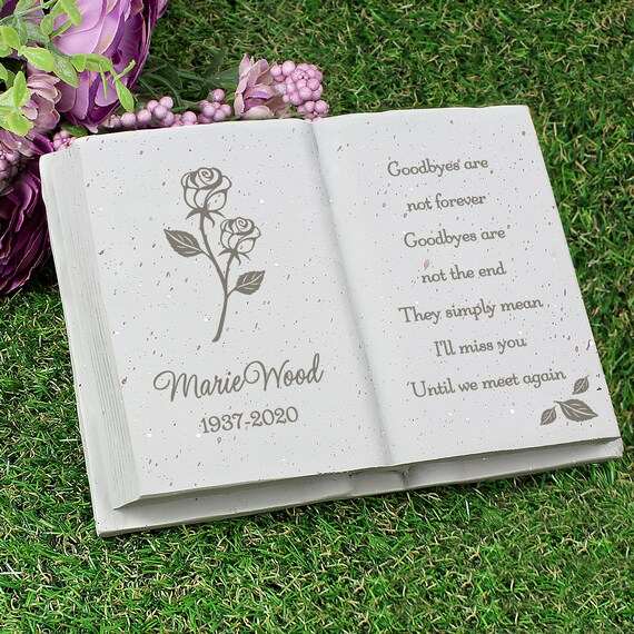 Personalised Rose Memorial Book Grave Marker Memorial - Etsy UK