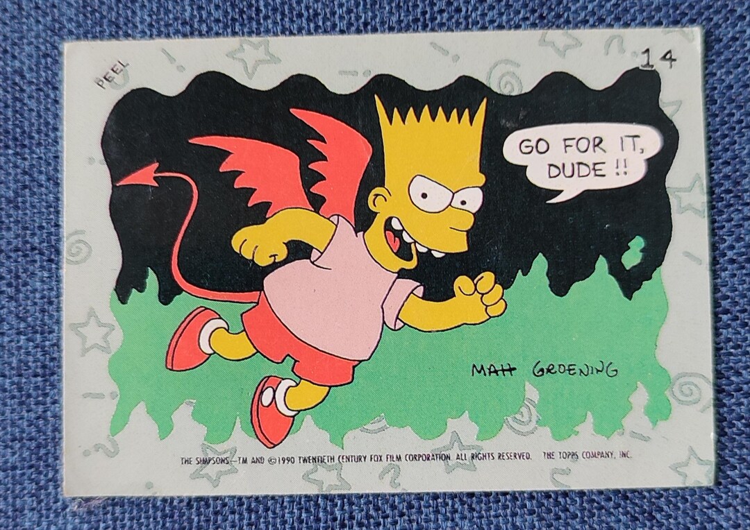 The Simpsons Trading Card, Bart Simpson 1990 - Go for It, Dude!! - Etsy UK