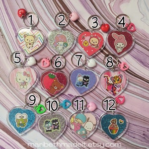 Kawaii Cartoon Character Heart Keychains Cute Animals 90s Nostalgia Y2K Kidcore Punk Kandi Kid ...