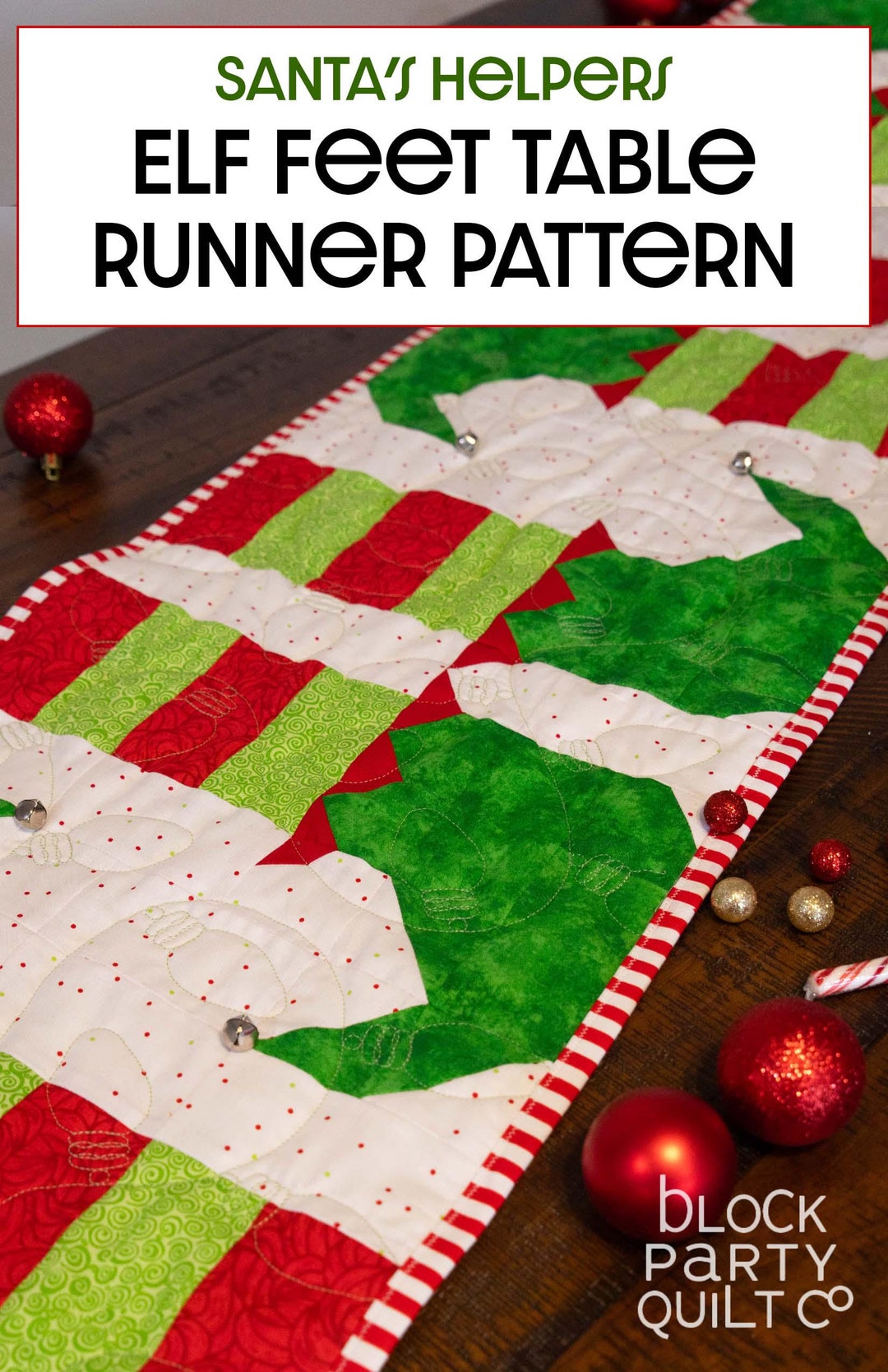 Elf Feet Quilted Table Runner Pattern - DIGITAL Download Christmas ...