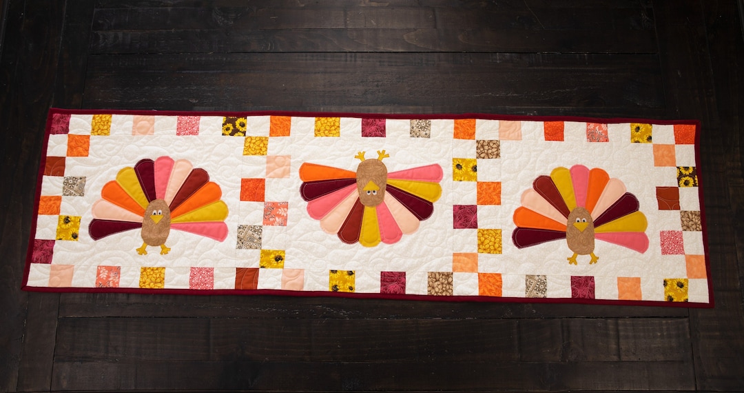 Thanksgiving Quilted Table Runner Pattern Turkey Table - Etsy