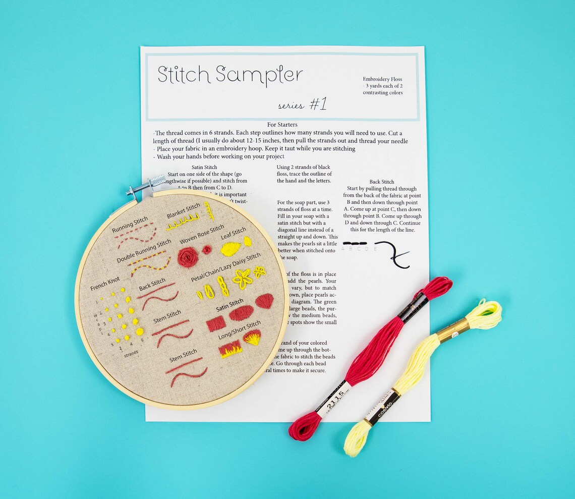 Beginner Embroidery Kit Stitch Sampler DIY Embroidery Kit | Etsy
