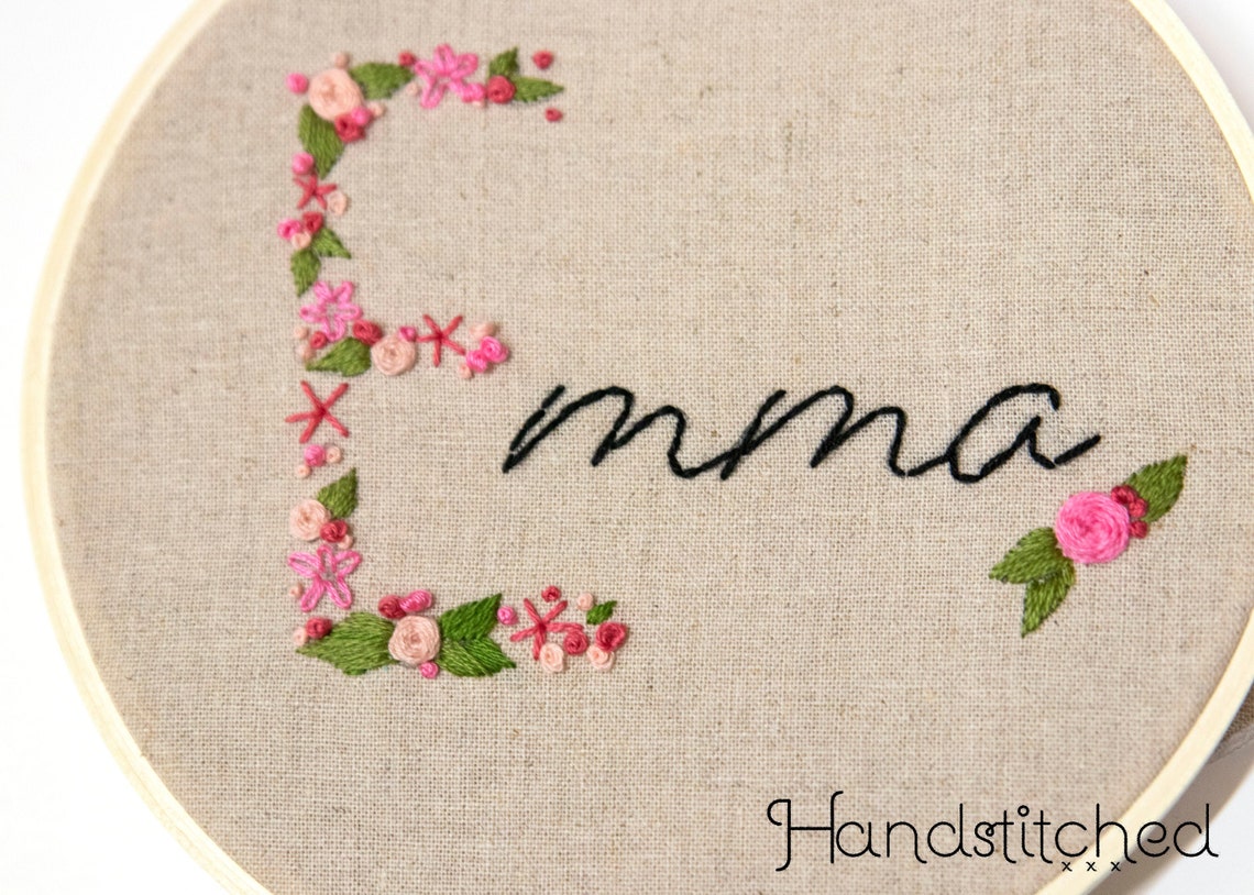 Name Embroidery Kit Beginner Custom Name Floral Embroidery - Etsy