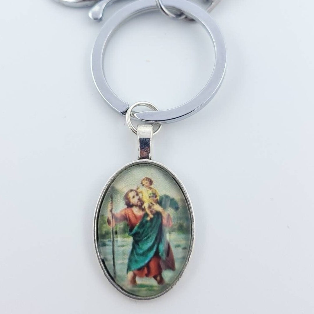 Saint Christopher Keyring, Catholic Saint Pendant, Patron of Travellers ...