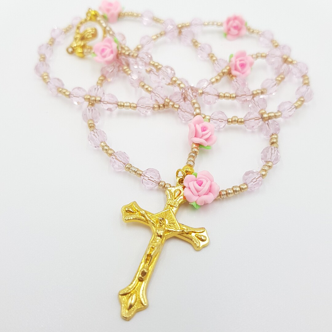 Personalised First Holy Communion Gift for Girl, Catholic Rosary in ...