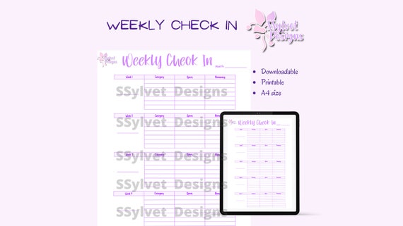 Weekly Check-in PURPLE Printable Downloadable - Etsy