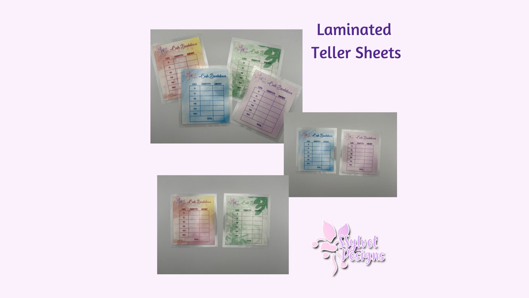 Laminated Cash Breakdown Teller Sheets Cash Envelope System - Etsy