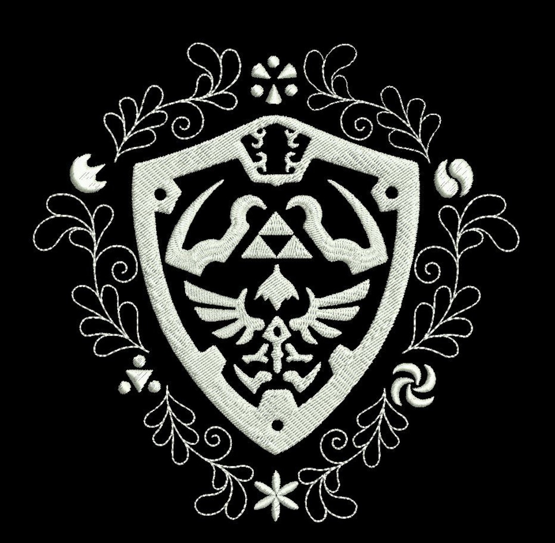 Zelda Machine Embroidery Design - Embellished Hylian Shield 6x6 - Etsy