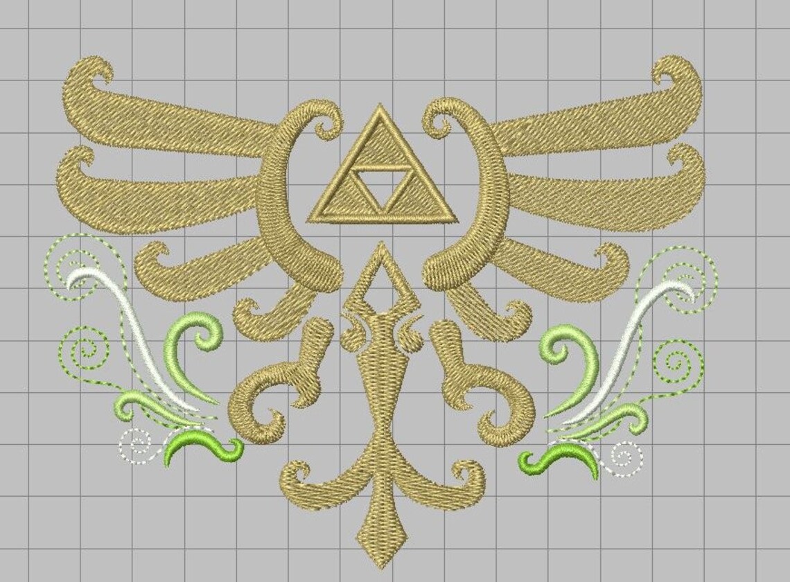 Zelda Machine Embroidery Design - Embellished Royal Crest 5x4 - Etsy