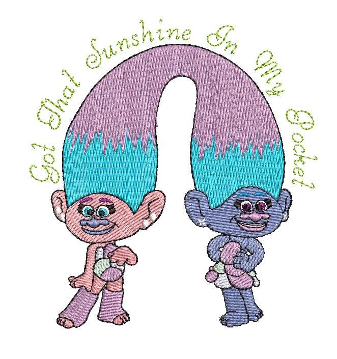 Trolls Machine Embroidery Design - Twins 4x4 - Etsy