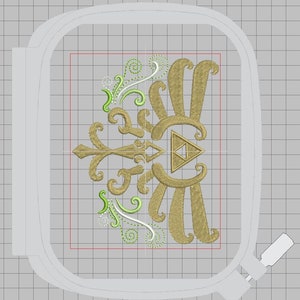 Zelda Machine Embroidery Design - Embellished Royal Crest 5x4 - Etsy