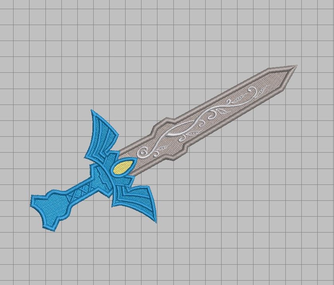 Zelda Machine Embroidery Design - Embellished Master Sword 5x7 - Etsy