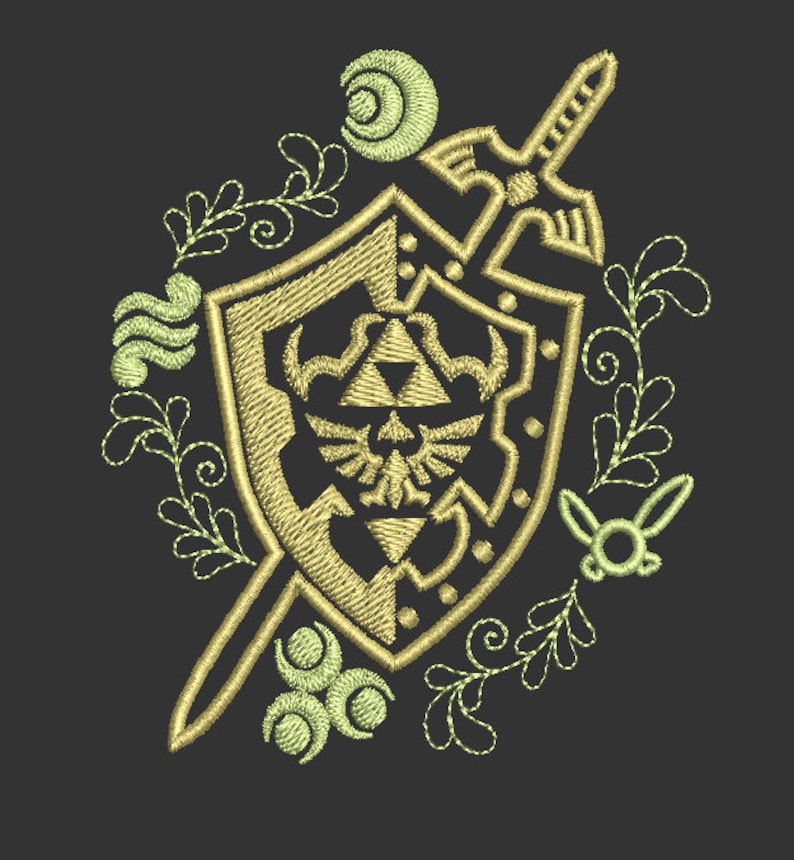 Zelda Machine Embroidery Design - Hylian Shield With Master Sword 3x3 ...