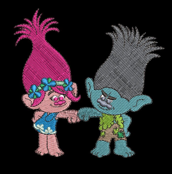 Trolls Machine Embroidery Design - Branch and Poppy 4x4 No Words - Etsy ...