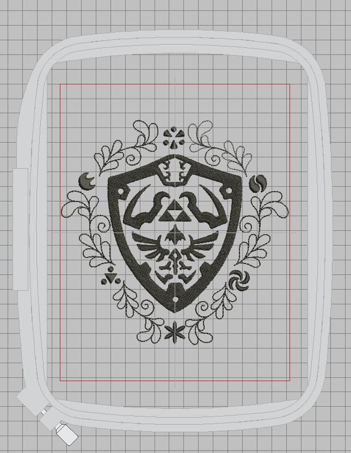 Zelda Machine Embroidery Design - Embellished Hylian Shield 6x6 - Etsy