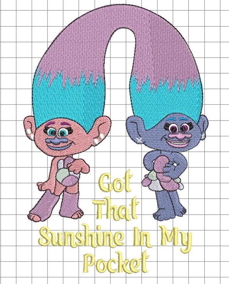 Trolls Machine Embroidery Design Twins 5x7 - Etsy