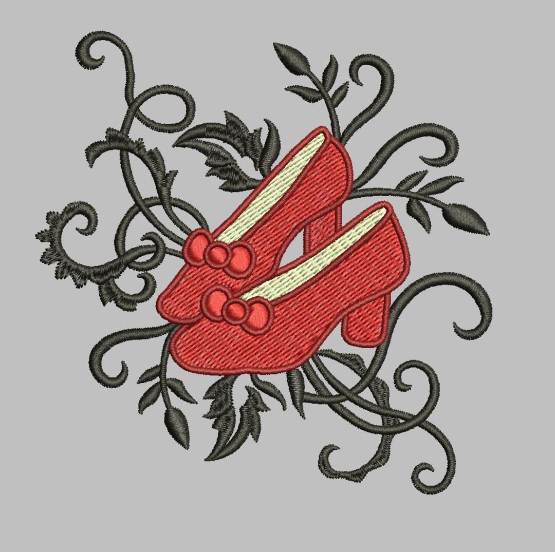 Wizard of Oz Machine Embroidery Design - Ruby Slippers Embellished 4x4 ...