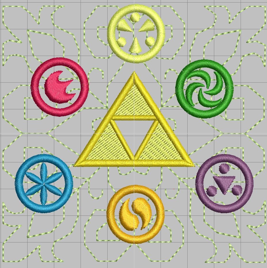 Zelda Machine Embroidery Design - Embellished Spirit Medallions 4x4 - Etsy