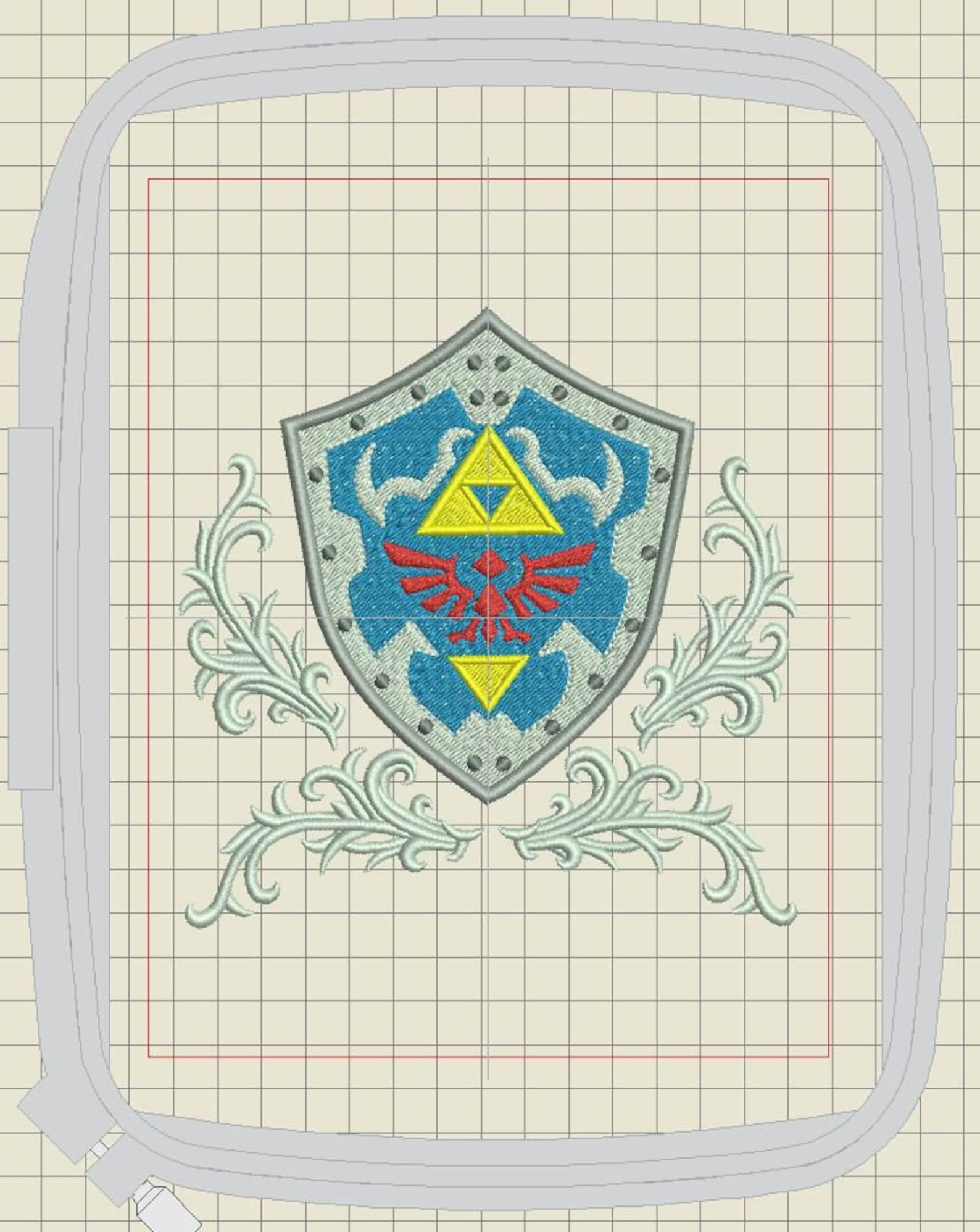 Zelda Machine Embroidery Design Embellished Hylian Shield - Etsy
