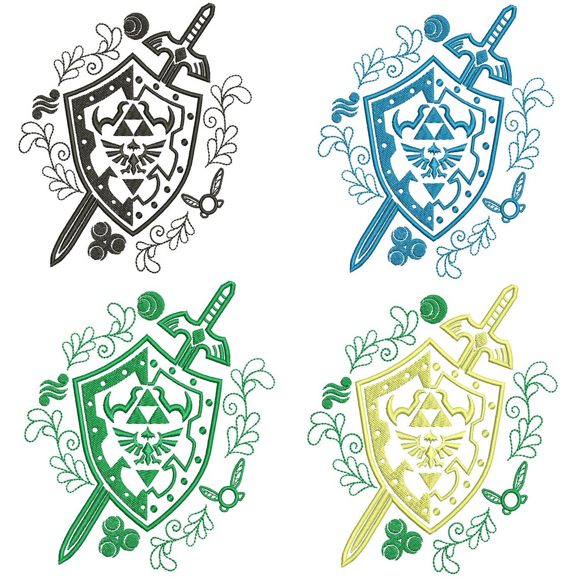 Zelda Machine Embroidery Design - Hylian Shield With Master Sword 5x7 ...