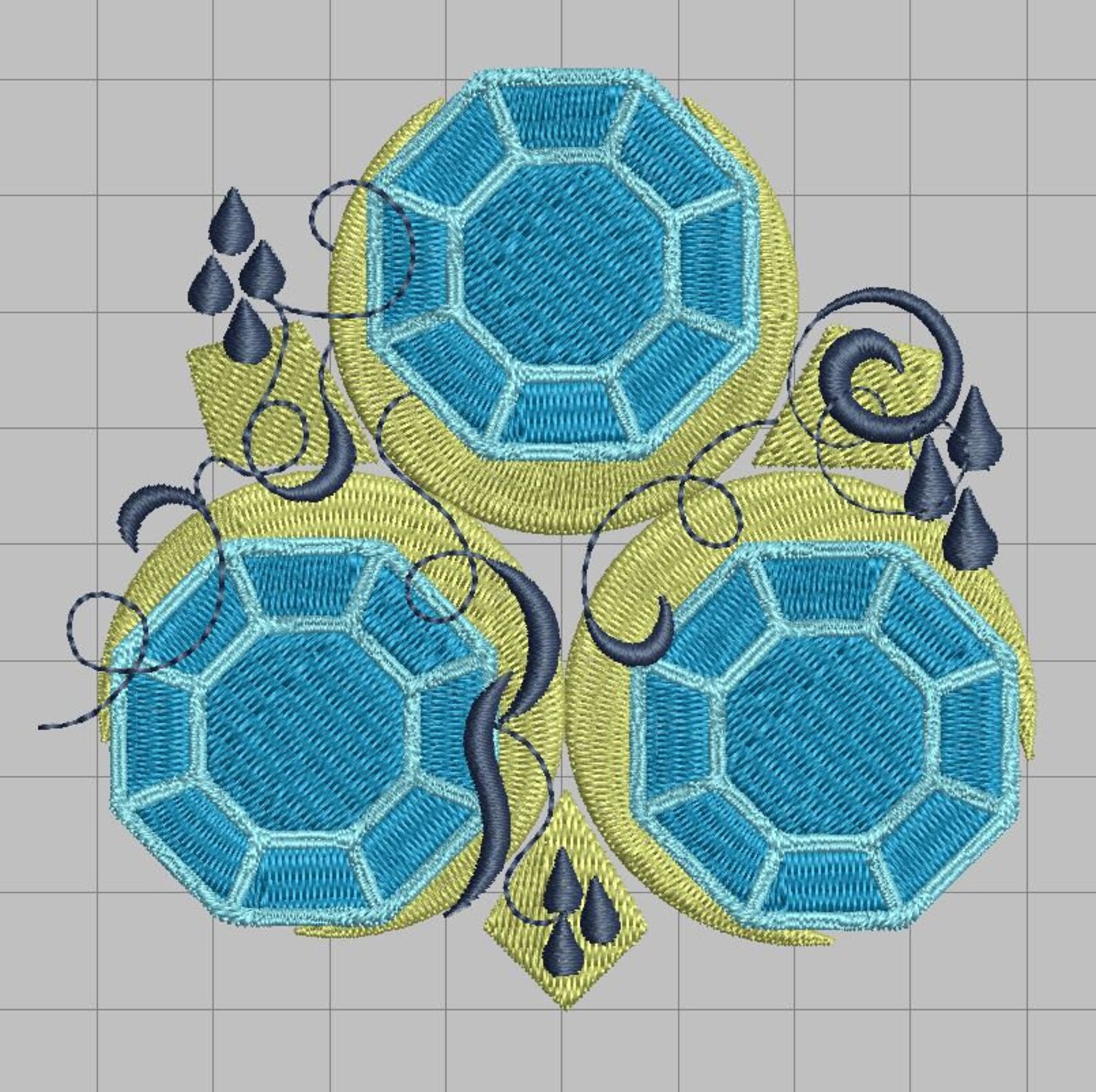 Zelda Machine Embroidery Design - Ocarina Zora Sapphire Embellished 4x4 ...