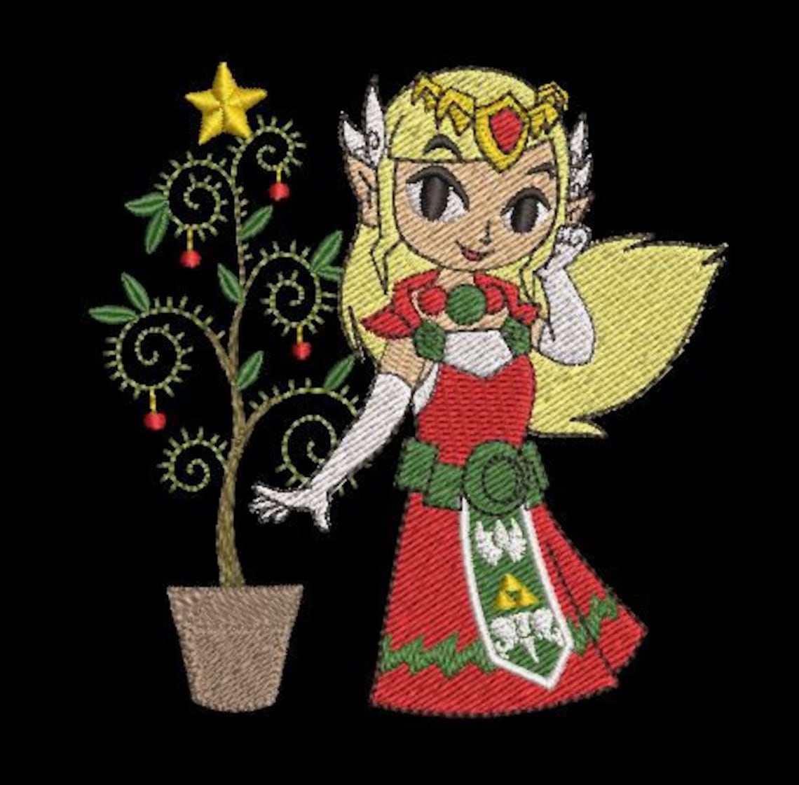 Zelda Machine Embroidery Design - Christmas Zelda 4x4 - Etsy