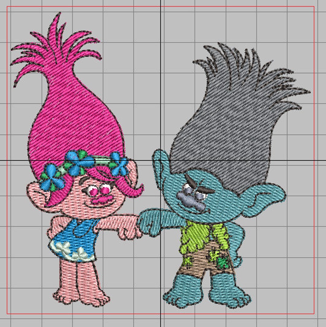 Trolls Machine Embroidery Design - Branch and Poppy 4x4 No Words - Etsy