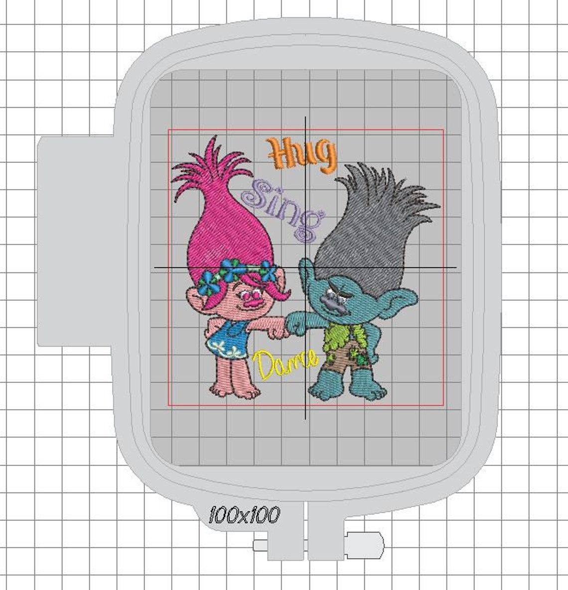 Trolls Machine Embroidery Design Branch and Poppy 4x4 - Etsy