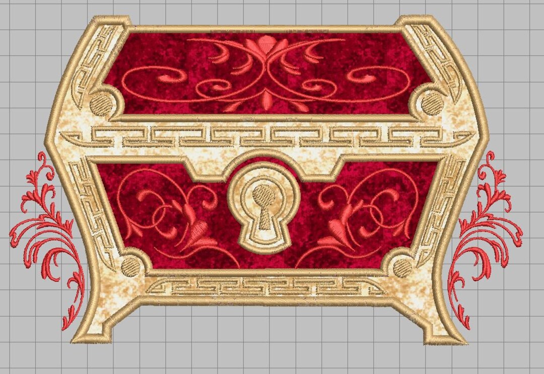 Zelda Machine Embroidery Applique Design - Embellished Treasure Chest ...