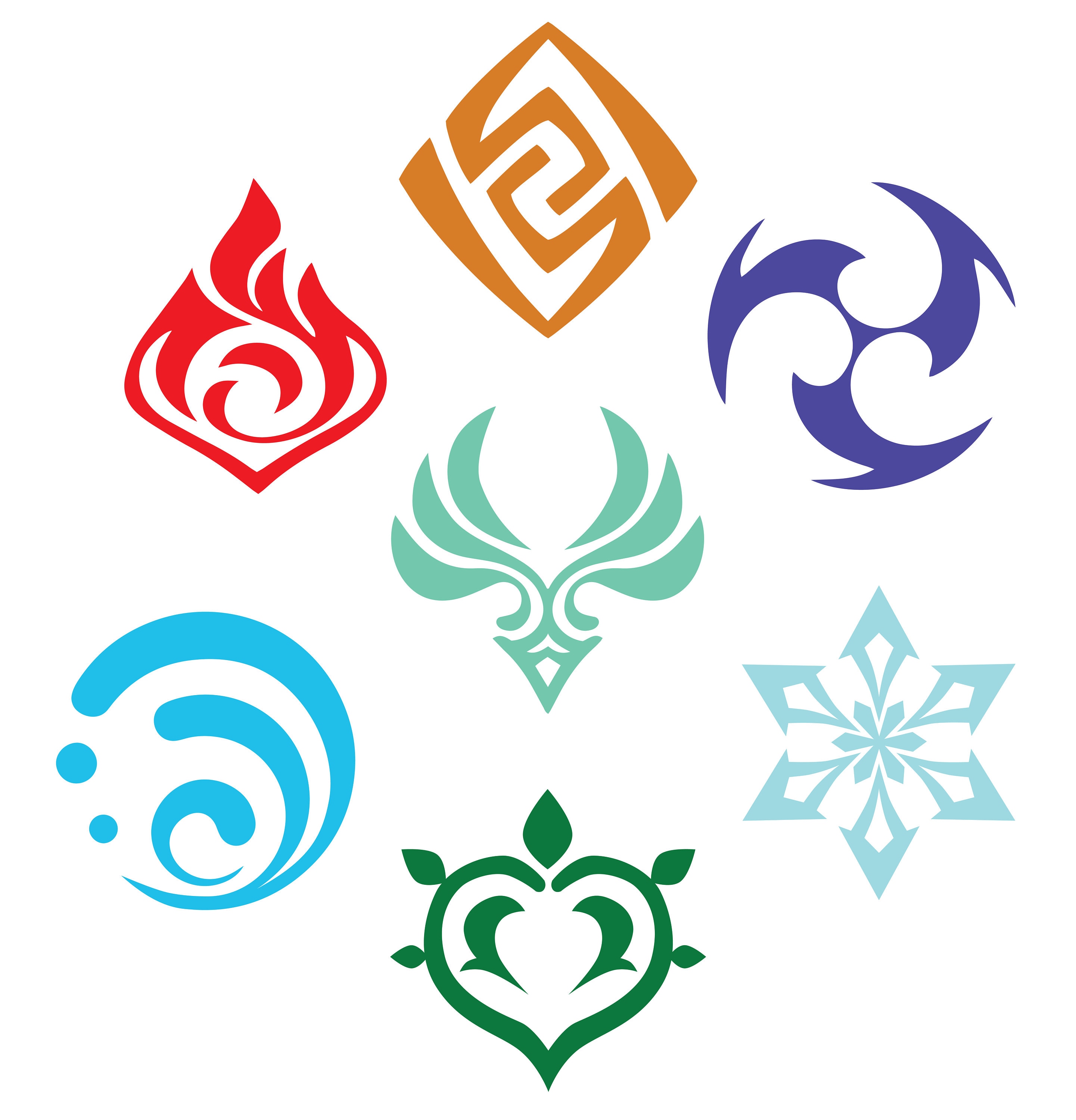 SVG File Genshin Inspired Element Symbols - Etsy