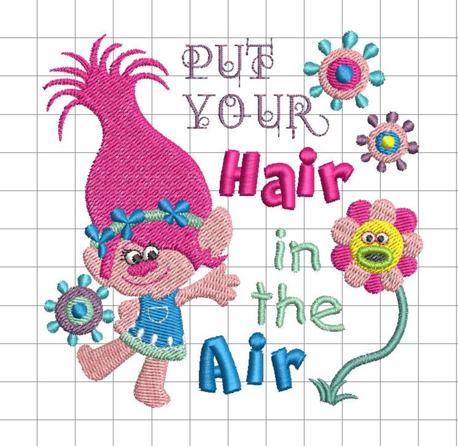 Trolls Machine Embroidery Design - Princess Poppy 4x4 - Etsy