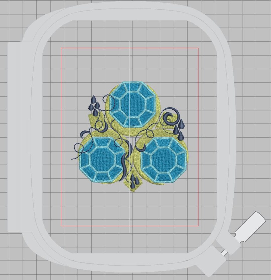 Zelda Machine Embroidery Design - Ocarina Zora Sapphire Embellished 4x4 ...