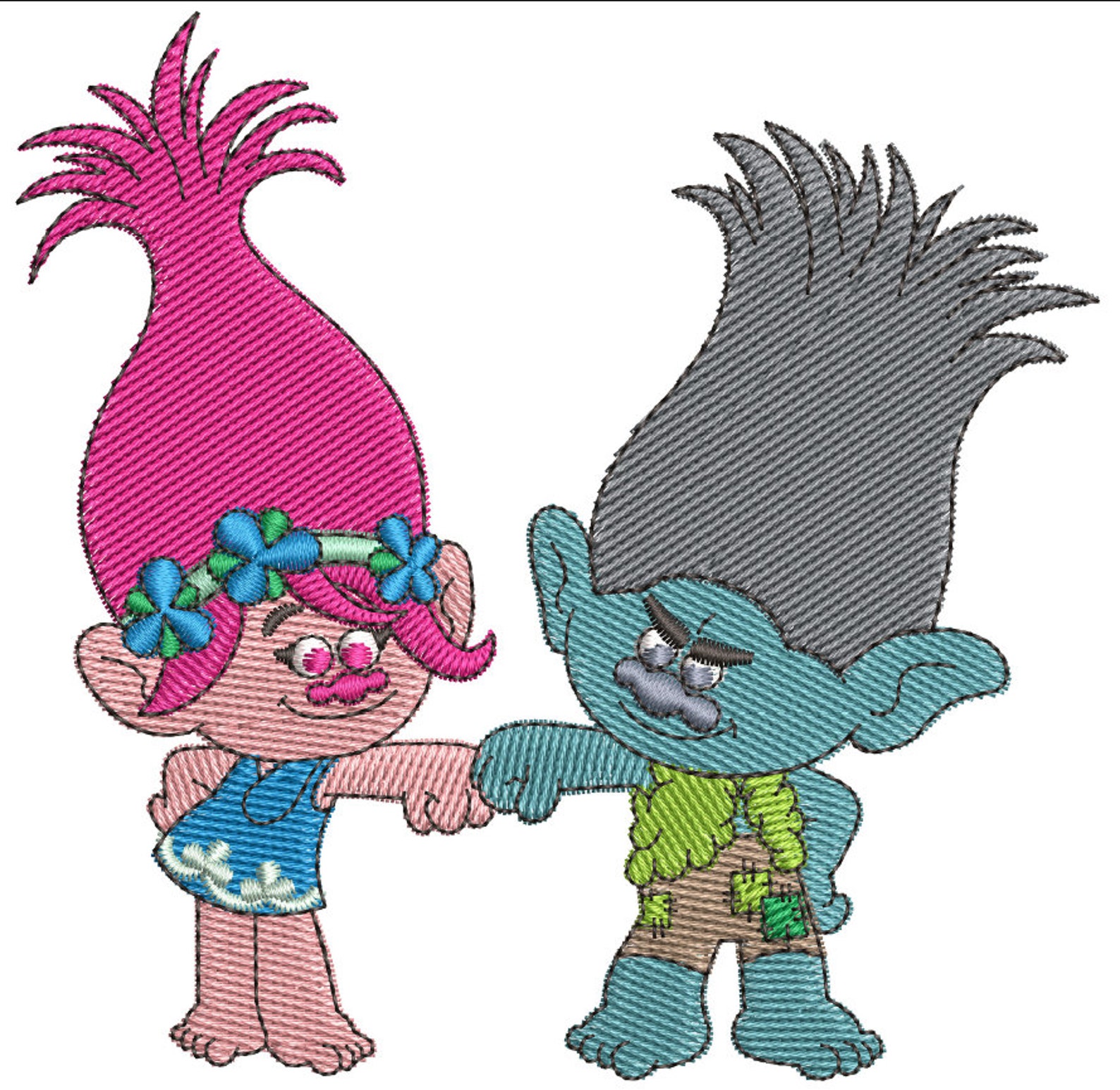 Trolls Machine Embroidery Design - Branch and Poppy 4x4 No Words - Etsy ...
