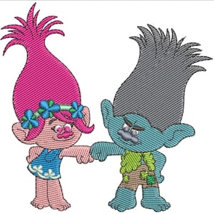 Trolls Machine Embroidery Design - Branch and Poppy 4x4 No Words - Etsy