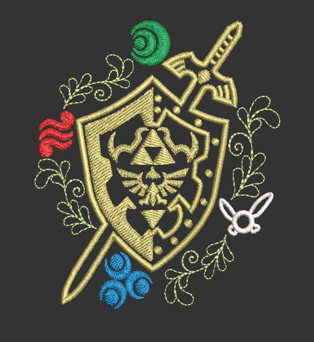 Zelda Machine Embroidery Design - Hylian Shield With Master Sword 3x3 ...